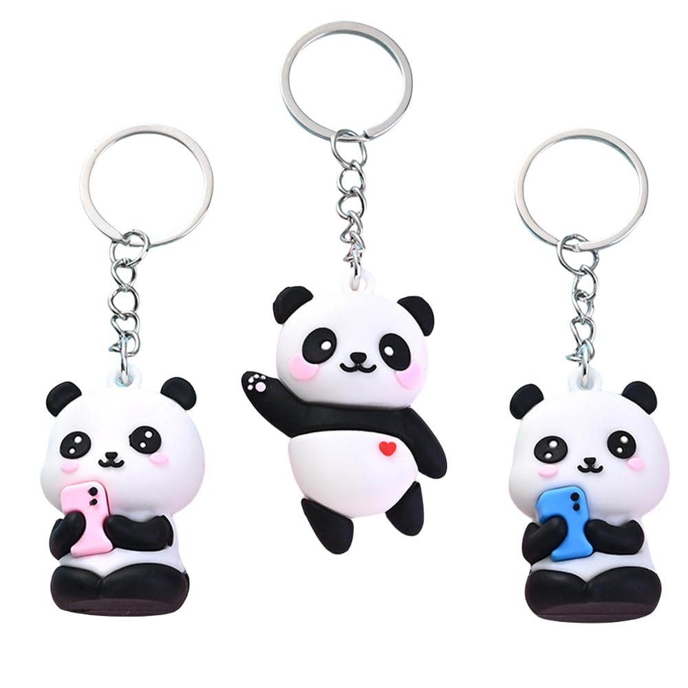 Cute Panda Keychain,3 Pack Kawaii Backpack Keychain Accessories,Panda ...