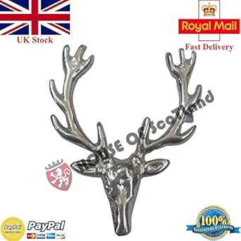 TC Scottish Stag Head Cap Badges/Glengarry Hat Badge Pin Silver/Brass ...