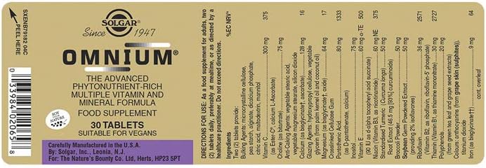 Solgar Omnium Tablets – Pack of 30 – BigaMart