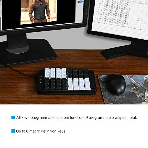 Koolertron One Handed Programmable Mechanical Keyboard with OEM Gateron ...