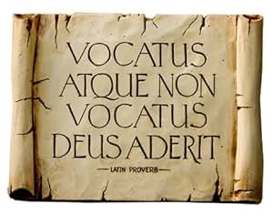 Amazon.com: Vocatus atque non vocatus, Deus aderit Latin wall plaque item 212A: Home & Kitchen