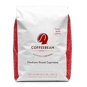 Amazon.com : Coffee Bean Direct Medium Roast Espresso, Whole Bean ...