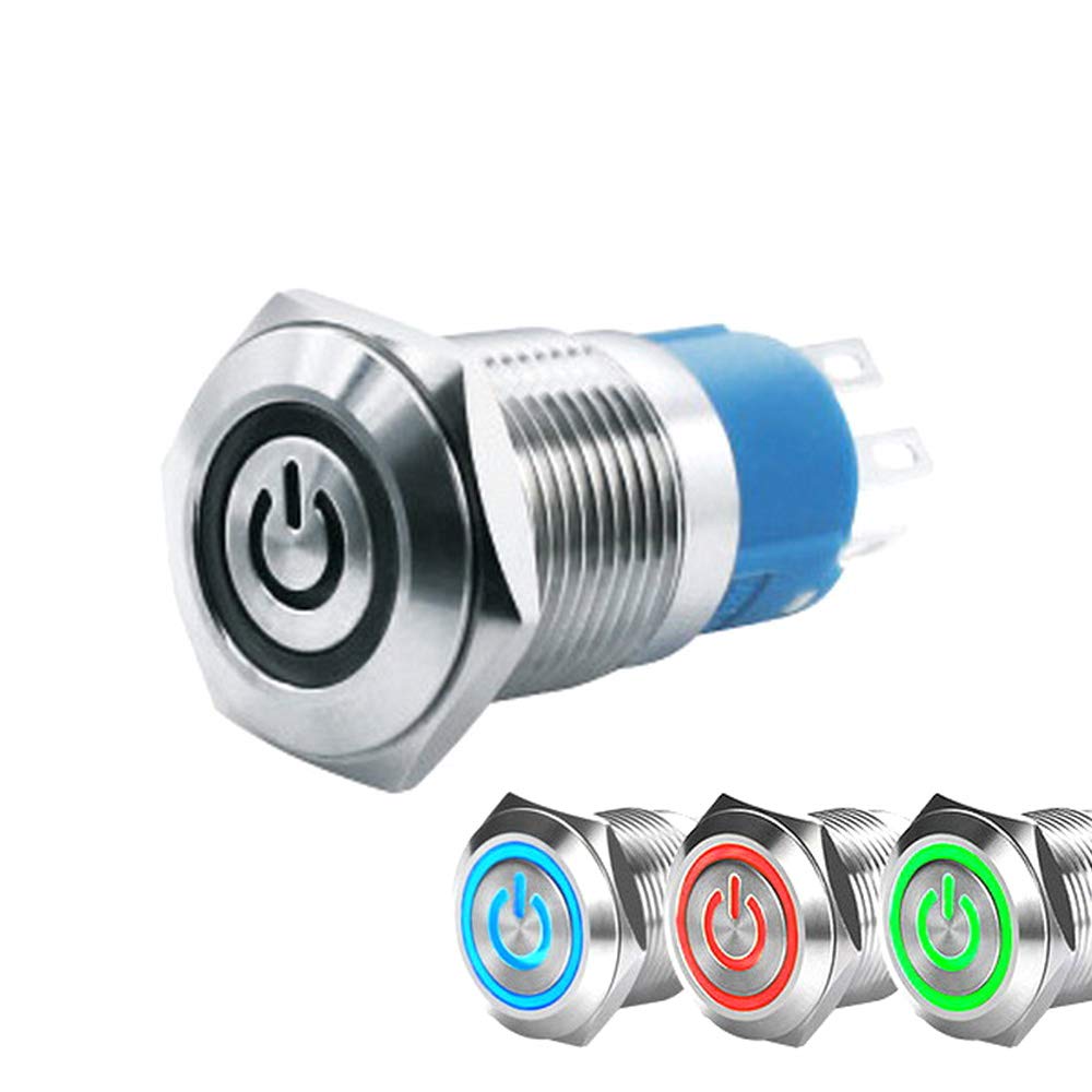 Amazon.com: WerFamily Tri-color LED 16mm Momentary Push Button Switch 1NO 1NC SPDT ON/OFF ...