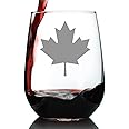 Amazon.com: Canada Maple Leaf Stemless Wine Glass - Canadian Flag Gifts ...