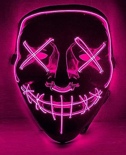 Scary LED Halloween Mask, Masquerade Cosplay Light Up Face Mask for Men ...