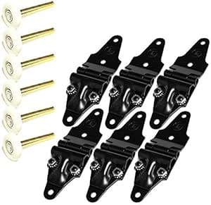 6 Set x Transglobal Mild Steel Roll Up End Hinge (Black)+Nylon Roller ...