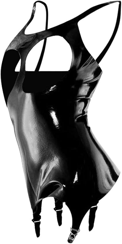 Amazon.com: EXLATEX Women Black Latex Rubber Tight Cupless Corset with ...