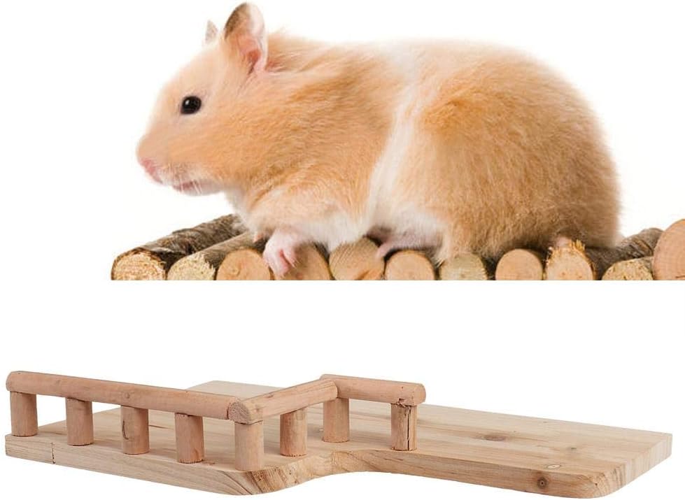 Zerodis Wooden Rest Platform with Railing Small Pet Springboard Hamster ...