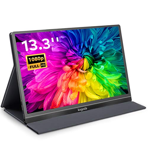 13.3" Portable Monitor, Kogoda FHD 1080P USB Computer Display Eye Care ...