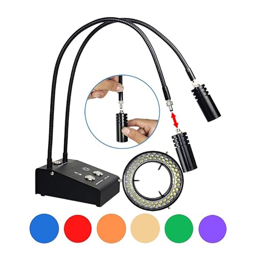 6W Microscope Dual LED Gooseneck, 6500K LED Bulb Changeable Adjustable ...