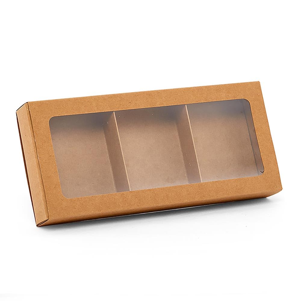 Paper Mart Soap Box with 3 Sections, 100 Pack, Slide Open Kraft Boxes ...