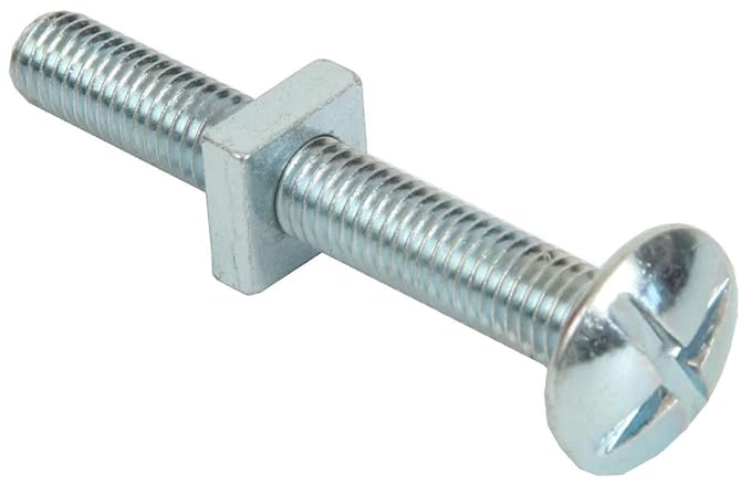 Merriway BH02176 Pack of 25 Cross Slotted Truss Head Roofing Bolts with Nuts M6 x 60mm Silver ...