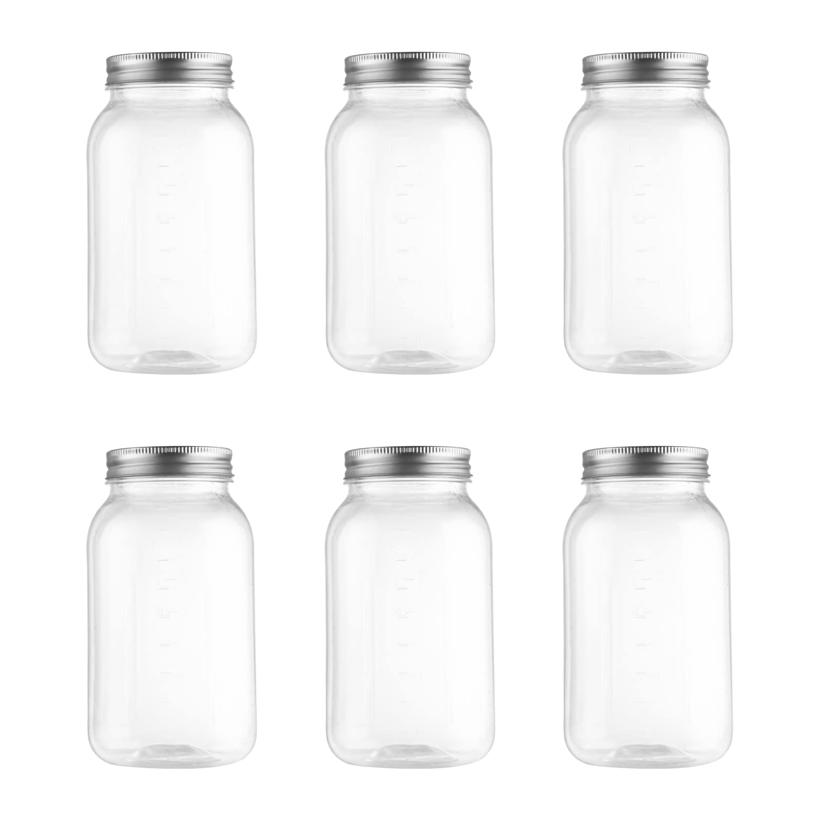 novelinks 32 oz Plastic Food Storage Jars with Metal Lids – 6 Pack BPA ...