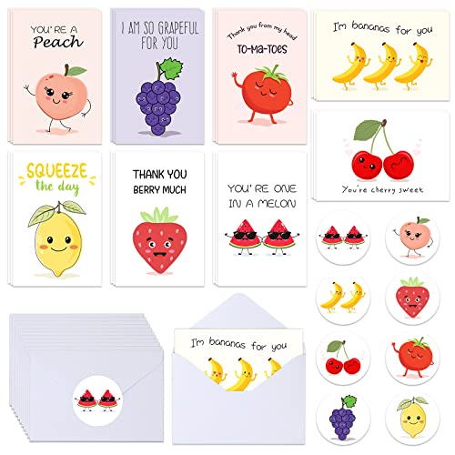 48 Pack Funny Pun Cards Set, Fruit Funny Thank You Cards wtih Envelopes ...