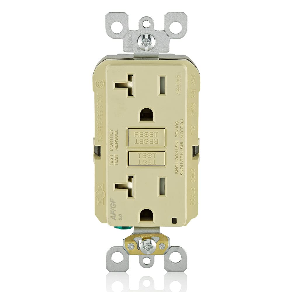 Leviton Dual-Function AFCI/GFCI Outlet, 20 Amp, Self Test, Tamper ...
