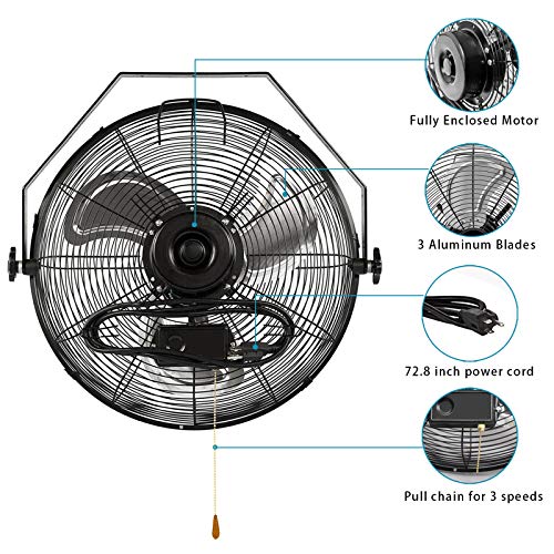 VENTISOL 18 Inch Wall Mounted Fan 4,012CFM High Velocity 3 Speed ...