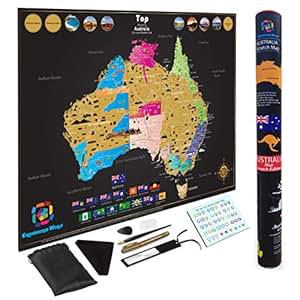 Large Premium Scratch Off Map Of Australia Poster Deluxe Adventure ...
