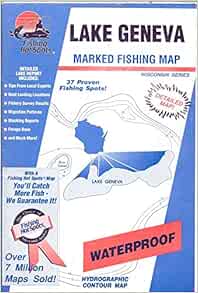 Lake Geneva Marked Fishing Map Wisconsin Series: Fishing Hot Spots ...