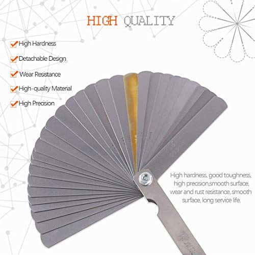 Rustark 2 Pack Stainless Steel Feeler Gauge Set Standard SAE Dual Marked Metric and Imperial ...