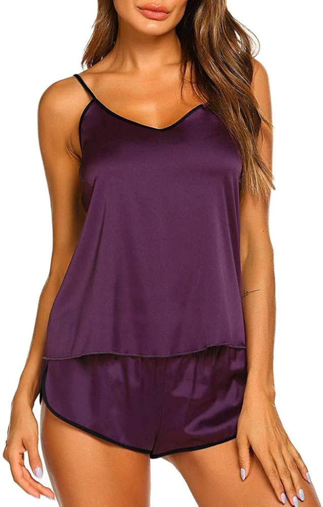 Conjuntos De Lencería para Mujer Lencería Sexy Pieza Sin Mangas Satén ...