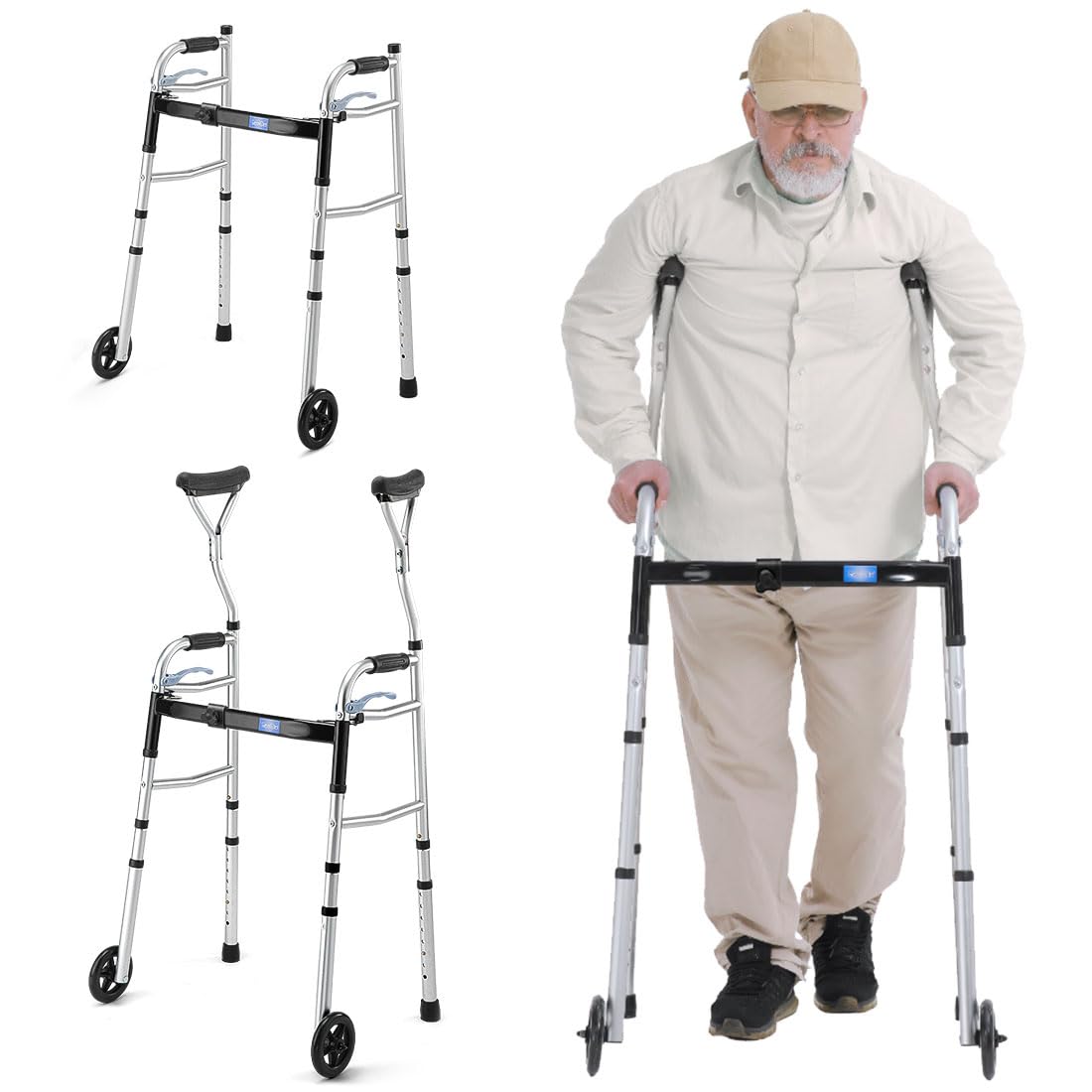 GreenChief Walkers for Seniors, Foldable Standard Walker with ...