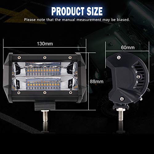 LED Light Bar 5 inch Dual Color Strobe Lights Led Pods Amber Off-Road ...