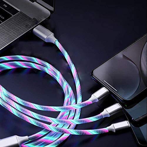 3 in 1 LED Flowing Shining Charger Cable Light Up Charger 4FT Car ...