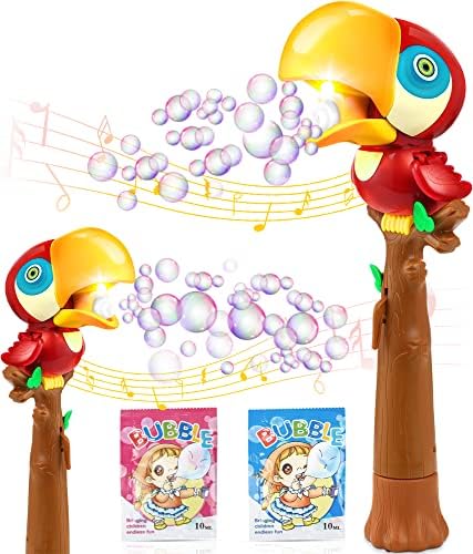 Bubble Machine | Handheld Parrot Bubble Blower for Kids with Light and ...