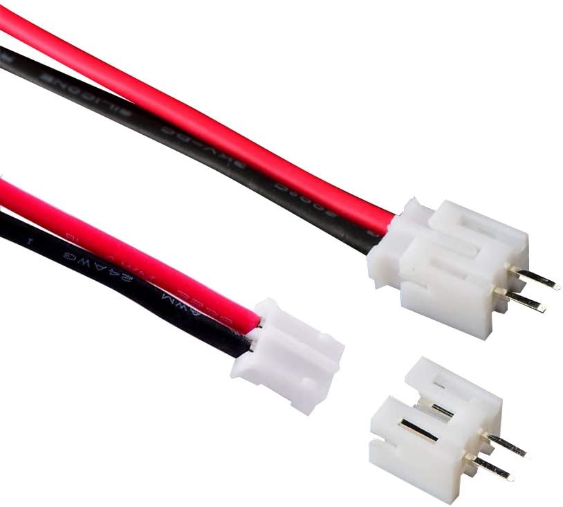 YIXISI 20 Pairs Mini Micro Jst 2.0 Ph 2-Pin Connector Plug Male with 100mm Cable & Female ...