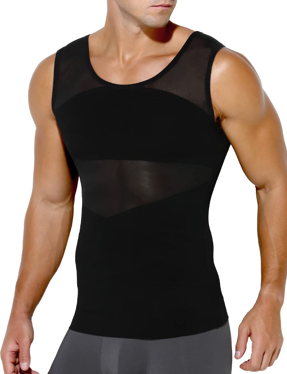 Arjen Kroos Men's Body Shaper Compression Mesh Tank Top Undershirts ...