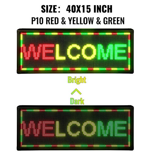 VEVOR Led Sign 40 x 15 Inch Digital Sign 96 x 96 HD Resolution Red ...