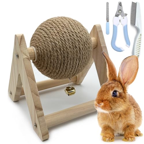 Rabbit Scratch Toy Kit Natural Wood Sisal Bunny Scratching Activity ...