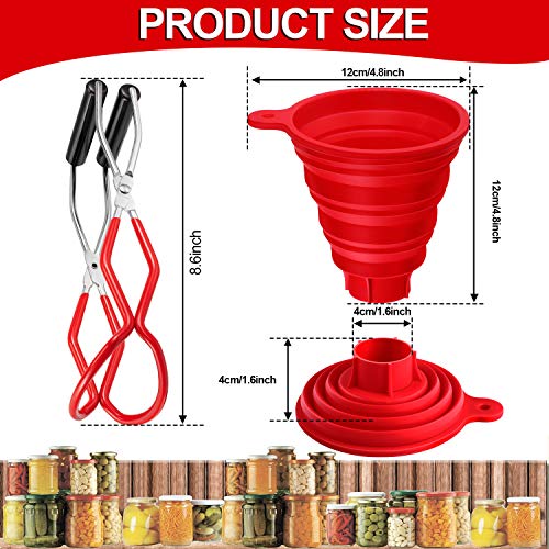 Canning Jar Lifter and Silicone Collapsible Funnel Foldable Large Canning Jar Funnel Compatible ...