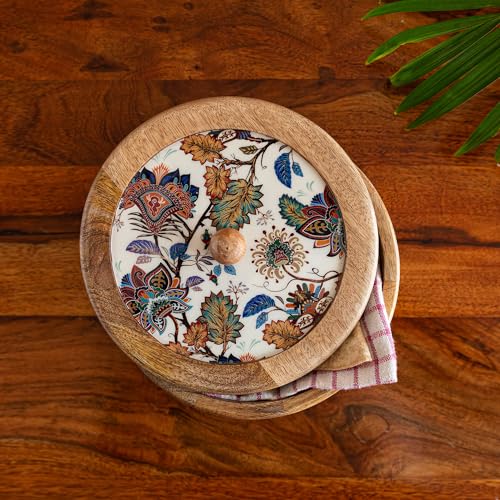 ExclusiveLane Hand-Enamelled Mango Wooden Chapati Box Indian For ...
