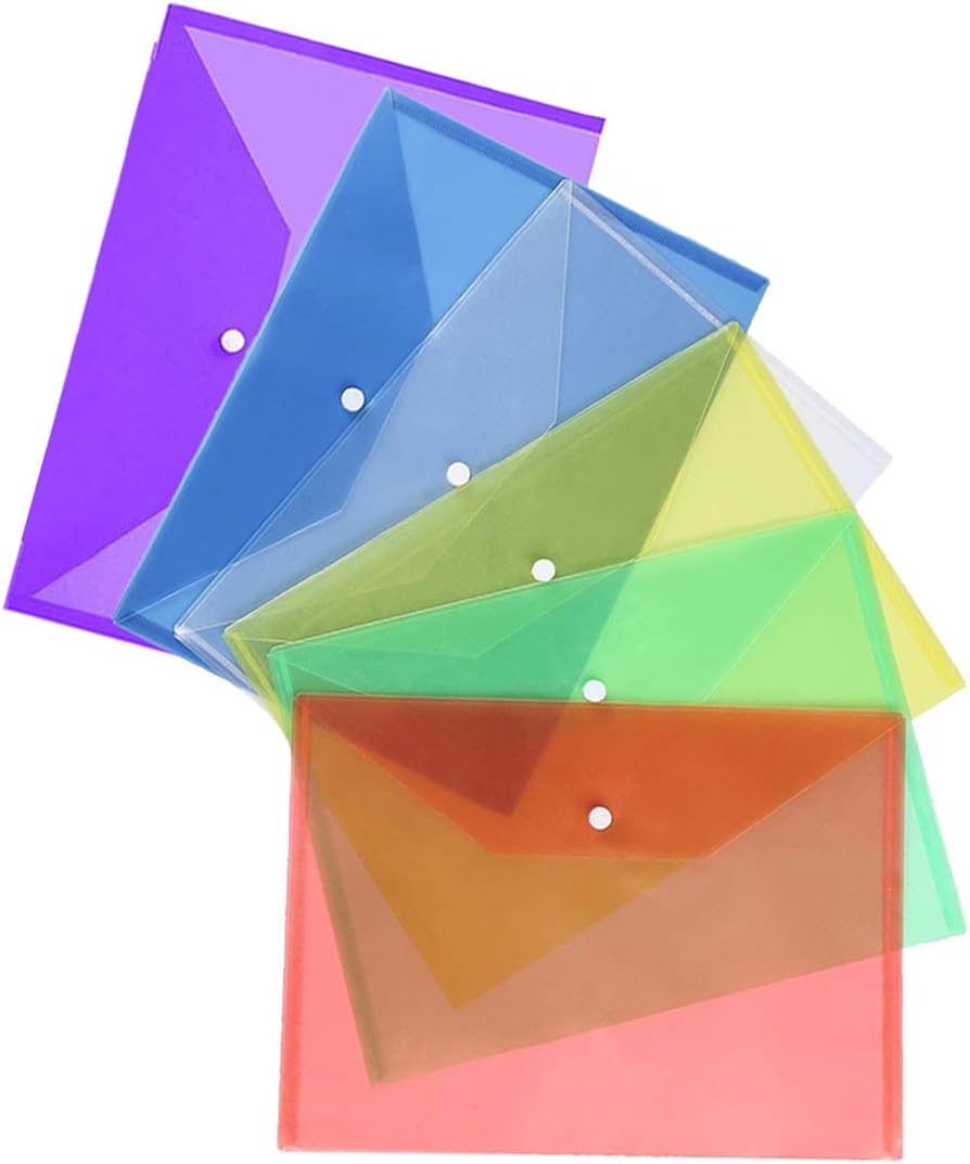 A4 Plastic Wallets 6 Pcs Files Folders Popper Document Wallets with ...