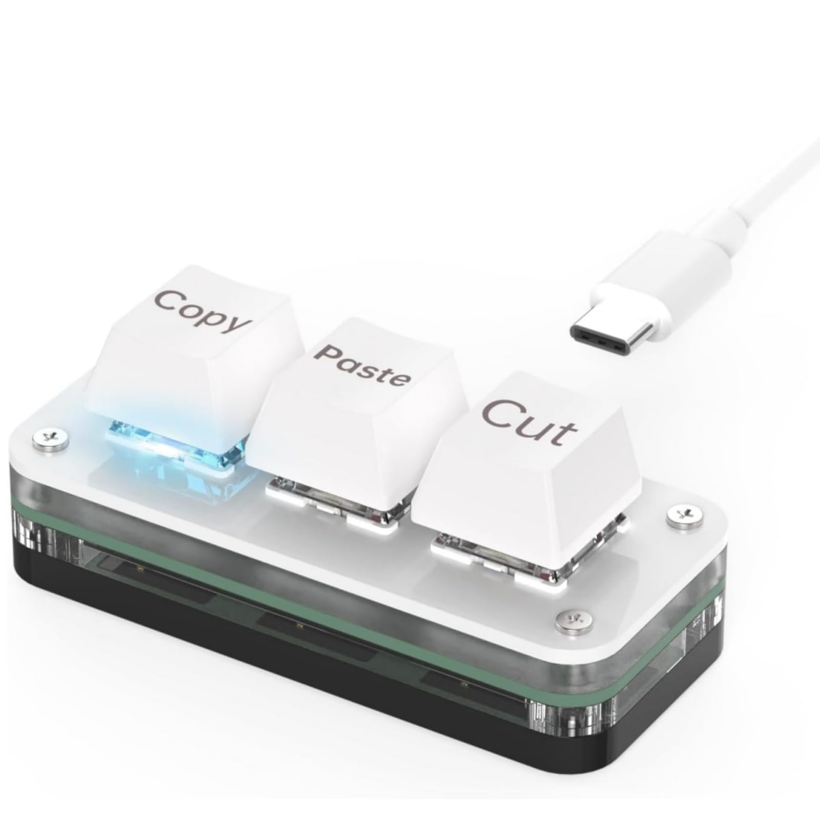 BRIMFORD USB Mini 3-Key Keyboard, Cut Copy Paste Macro Pad HotSwap One ...