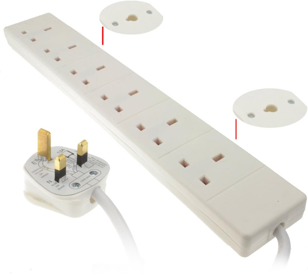 kenable 6 Gang Way UK 13A Trailing Socket Mains Power: Amazon.co.uk ...