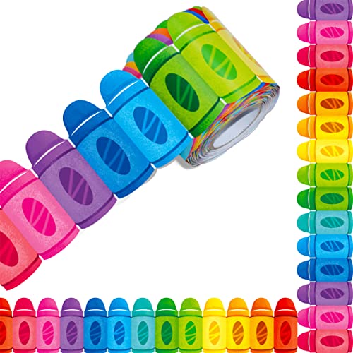 ERKE 60 Feet Bulletin Board Borders, Colorful Crayon Die-Cut Rolled ...