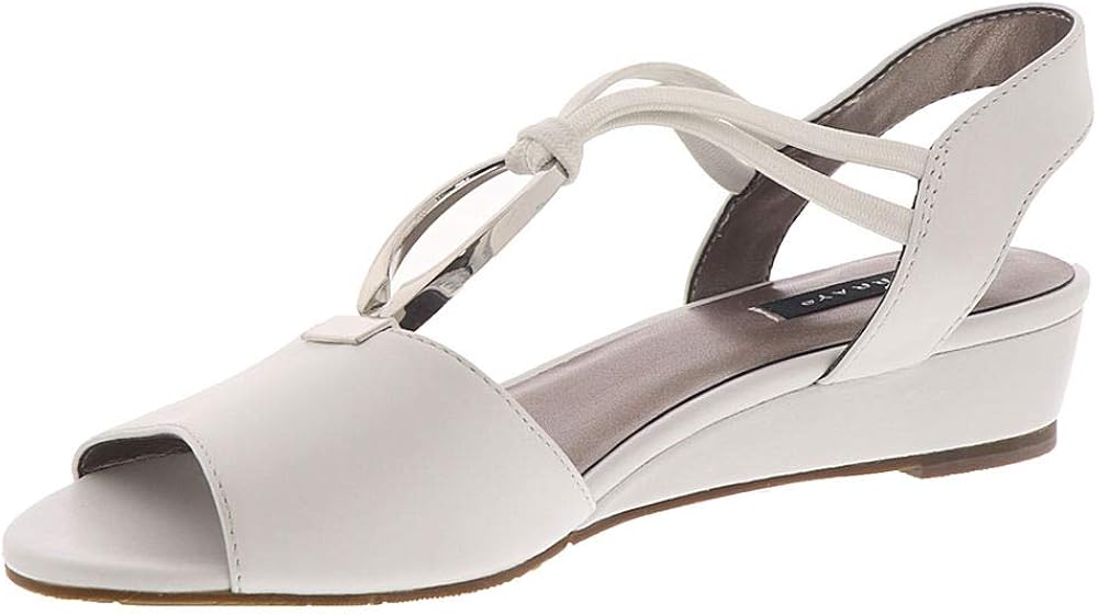 Amazon.com | Array Womens Alexa Leather Dress Wedge Sandals White 8.5 ...