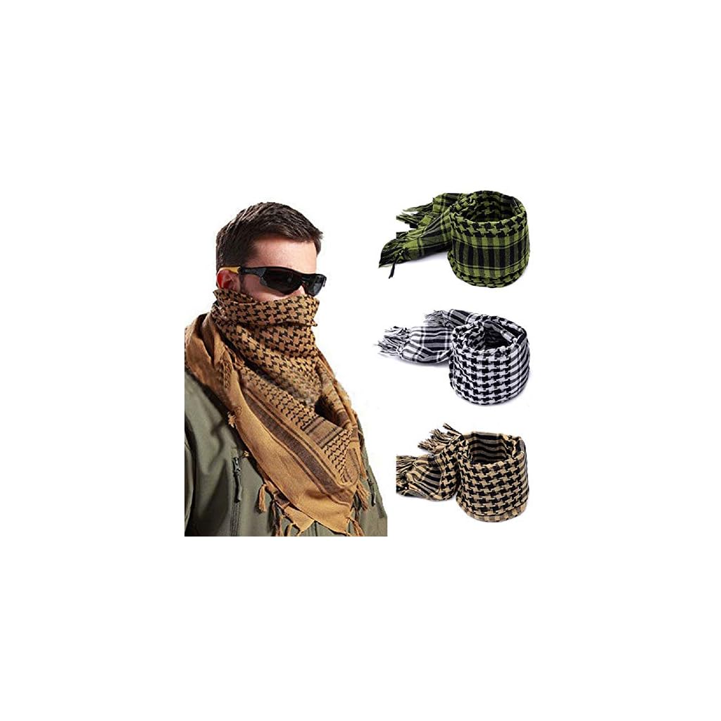 Plaid Keffiyeh Scarf Wrap Cotton Shemagh Long Scarves Military Tactical ...