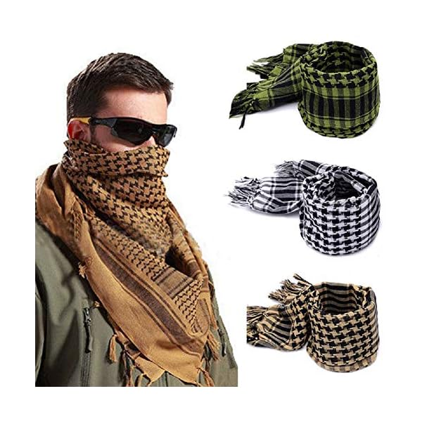 Plaid Keffiyeh Scarf Wrap Cotton Shemagh Long Scarves Military Tactical ...