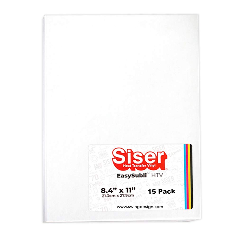 Siser EasySubli Sublimation Heat Transfer Vinyl 8.4" x 11" - 15 Pack ...