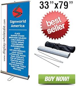 Amazon.com : Signworld Double Sided Retractable Roll Up Banner Stand-33 ...
