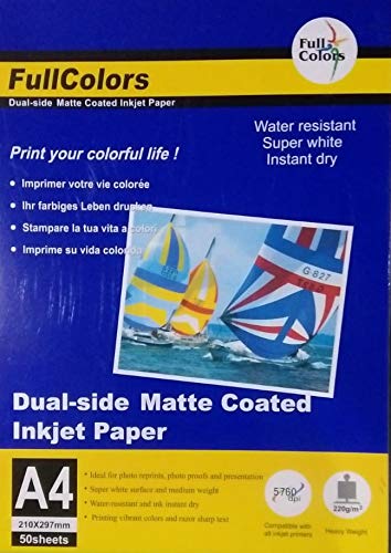 Full Colors 220 GSM Dual-Side Matte Coated Inkjet Paper: Amazon.in ...