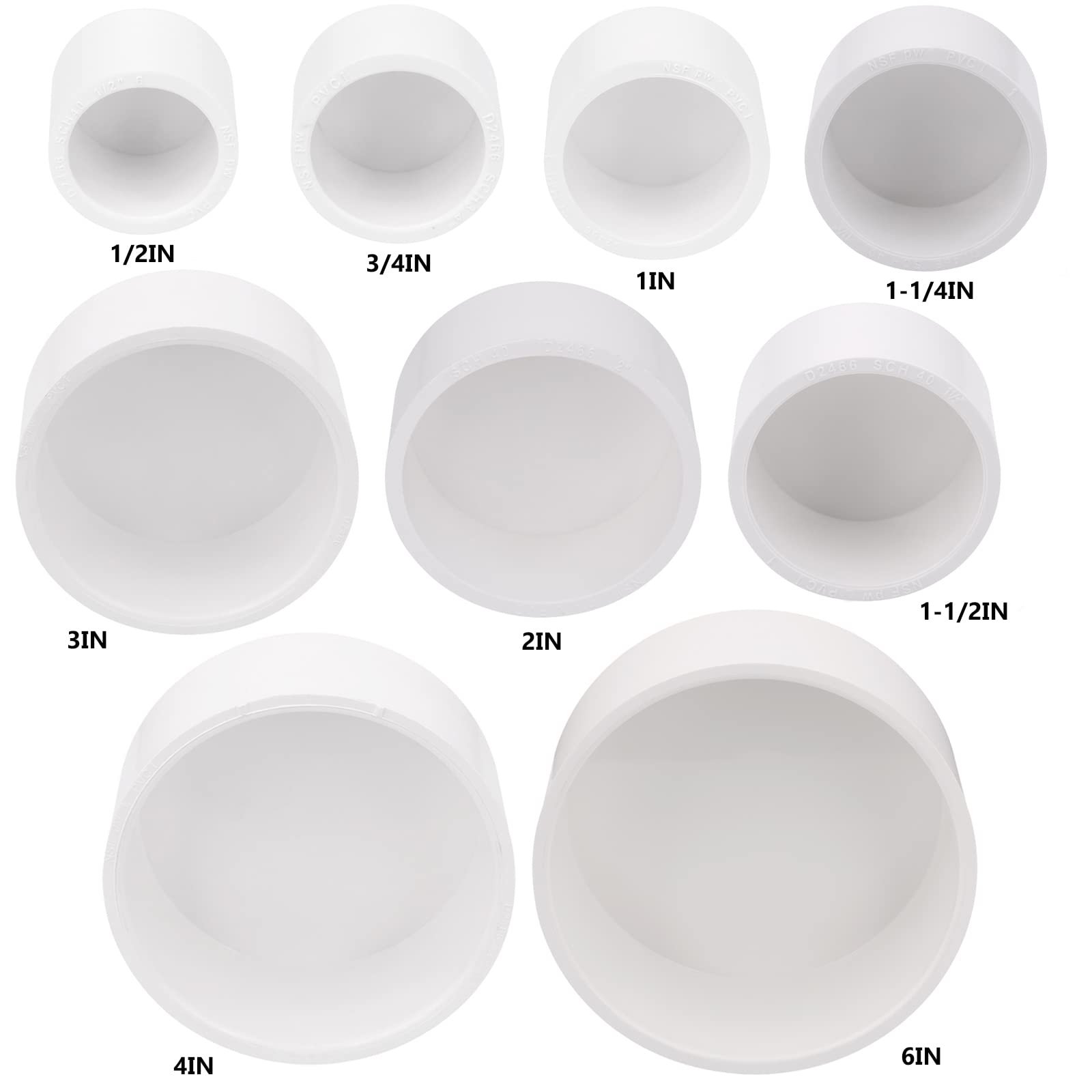 20 Pack PVC Pipe End Cap Fitting 3/4 Inch PVC Pipe End Cap Plug Adapter ...