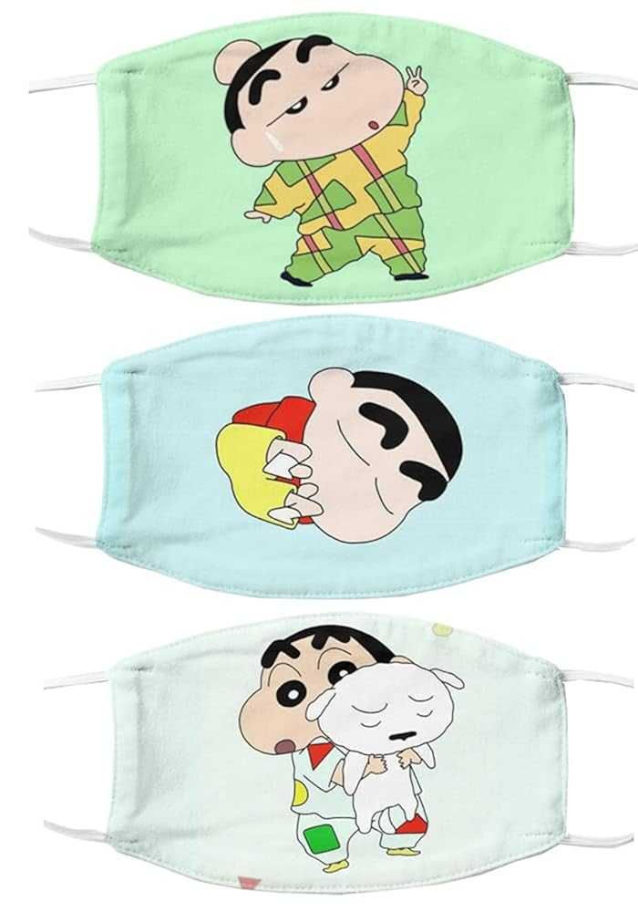 SXV Shinchan_ combo Printed unisex cotton Face mask For Face (Pack of 3 ...