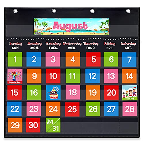 Mua Classroom Calendar Pocket Chart -88 Laminated Colorful Cards ...