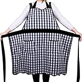 Amazon.com: 100% Cotton Vintage Gingham Kitchen Apron with Two Pockets ...