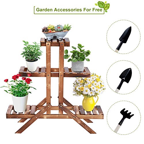 Liusin Wooden Plant Stand Flower Shelf 5 Tier Pot Shelves Rack Multiple ...