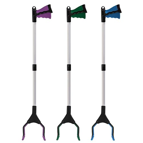 TOPZEA 3 Pack Grabber Reacher Tool for Elderly, 32 Inch Foldable Trash Pick Up Stick Grabbers ...